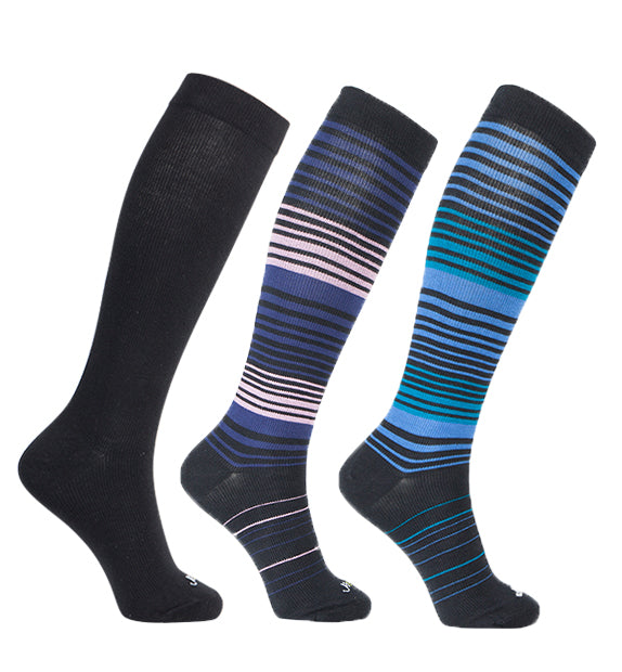 Cotton Everyday Compression Socks (15-20mmHg) - Stripes - 3 Pack – ja-vie
