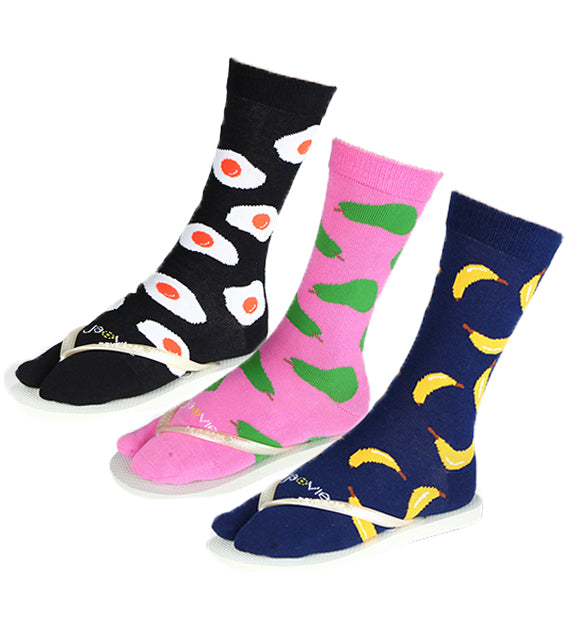 Cotton Split Toe Crew Socks - Bites - 3 Pack – ja-vie