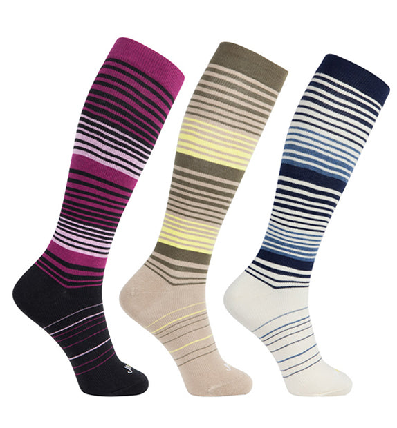 Cotton Everyday Compression Socks (15-20mmHg) - Stripes - 3 Pack – ja-vie